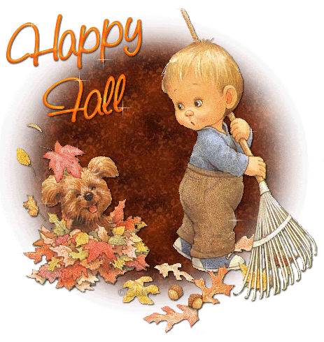 Kid Raking Leaves - Happy Fall Pictures, Photos, and Images for ...