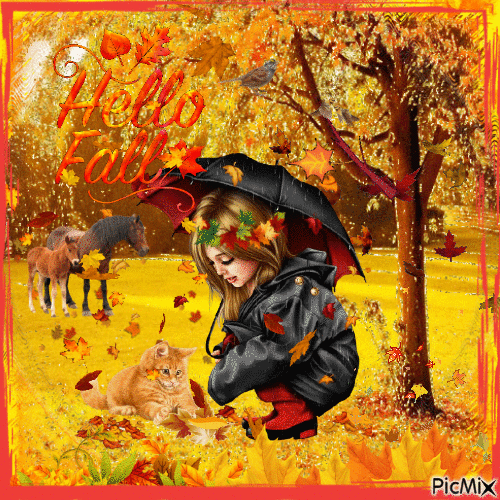 Girl In Raining Leaves - Hello Fall Pictures, Photos, and Images for ...