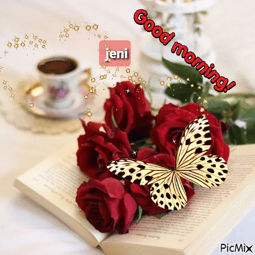Butterfly And Roses On Book - Good Morning Pictures, Photos, and Images ...
