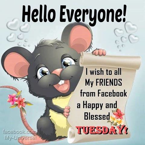 Cute Mouse - Hello Everyone! I Wish To All My Friends From Facebook A ...