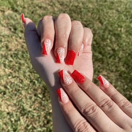 Red Sparkly Snowflake Diagonal Nails Pictures, Photos, and Images for ...
