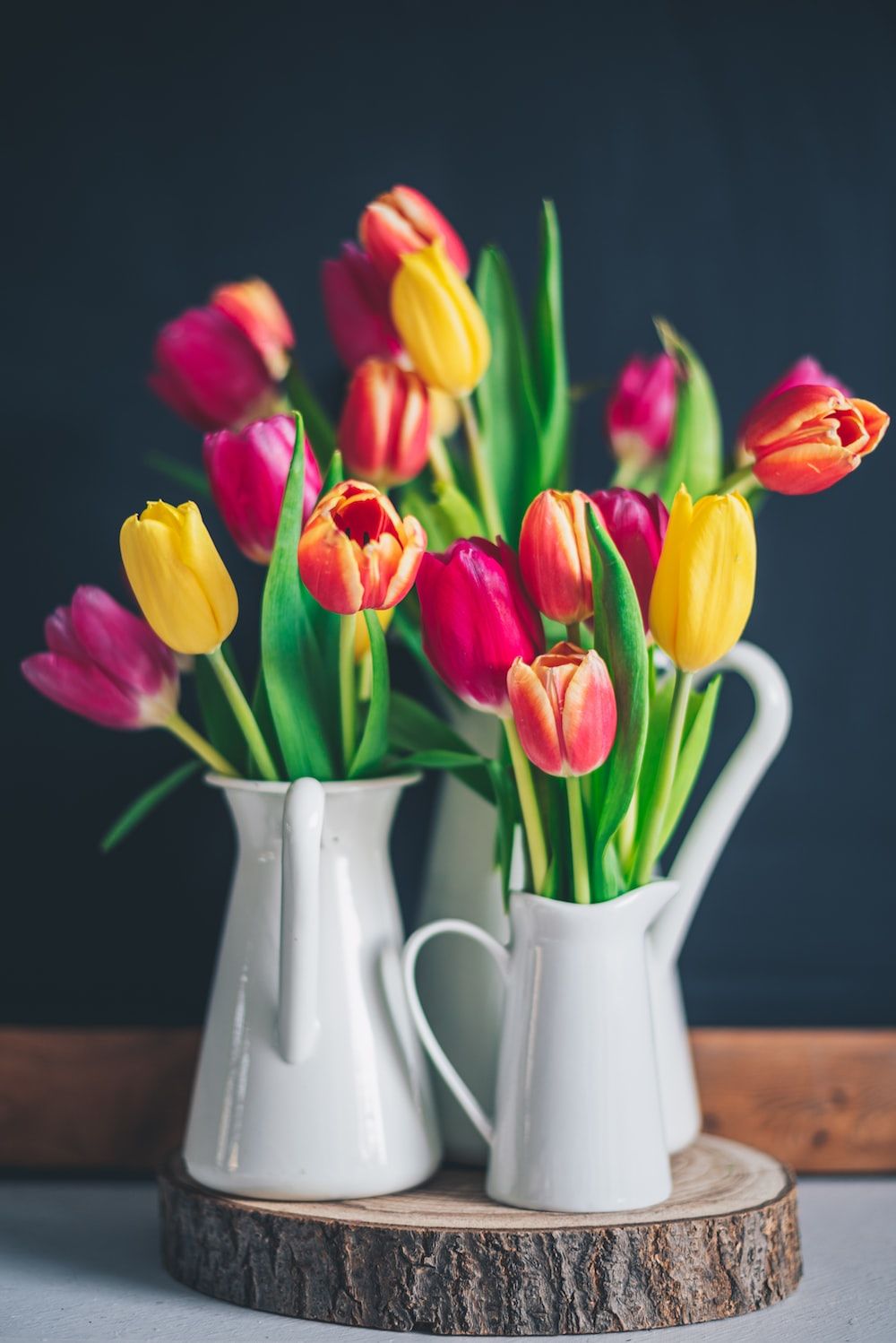 Bundles Of Colorful Tulips In White Vases Pictures, Photos, and Images for Facebook, Tumblr ...