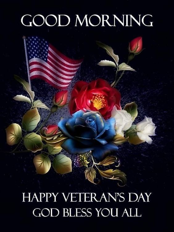 US Flag And Roses - Good Morning, Happy Veteran's Day Pictures, Photos ...