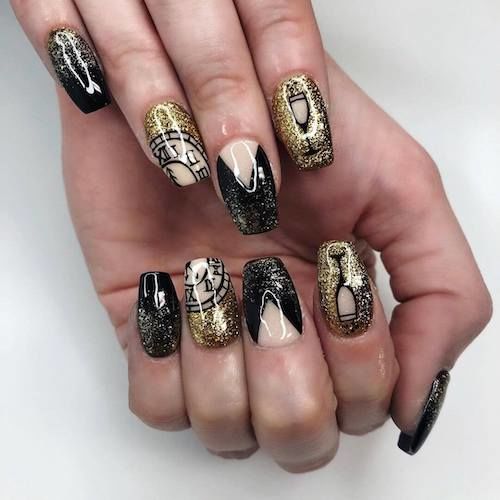 Champagne And Clock Glitter Nails Pictures, Photos, and Images for ...