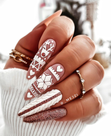 White Winter Glitter And Cable Knit Nails Pictures, Photos, and Images ...