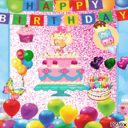 Spinning Birthday Cake With Balloons - Happy Birthday Pictures, Photos, and Images for Facebook ...
