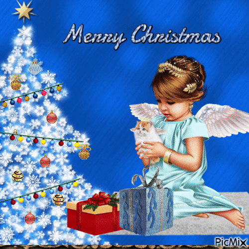 Angel Girl Holding Angel Kitty - Merry Christmas Pictures, Photos, and ...