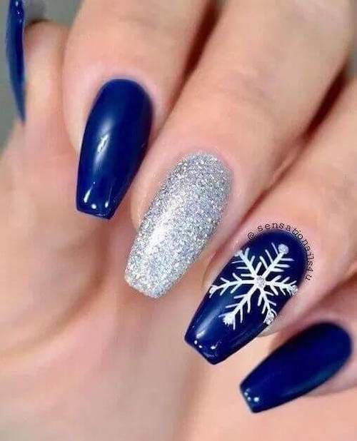 Navy Blue And Silver Snowflake Nails Pictures, Photos, and Images for ...