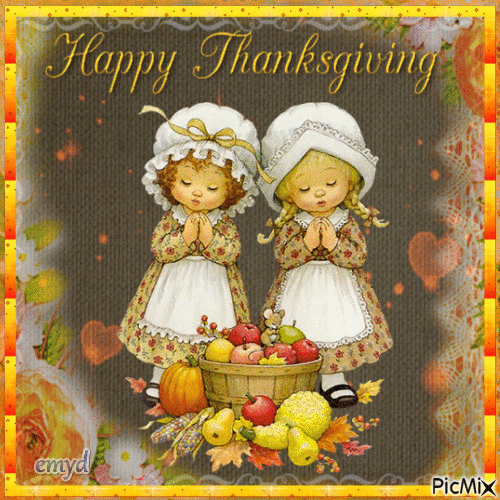 Praying Pilgrim Girls - Happy Thanksgiving Gif Pictures, Photos, and ...