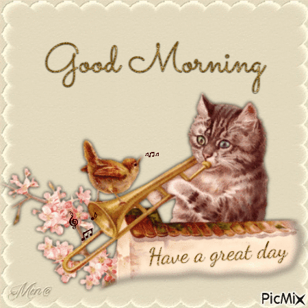 Cat Playing Trumpet - Good Morning, Have A Great Day Pictures, Photos ...
