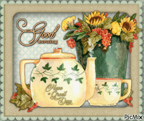 Teapot And Flowers - Good Morning Greetings Pictures, Photos, and ...