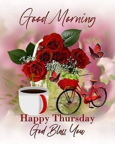 Red Rose And Butterflies - Good Morning, Happy Thursday Pictures ...