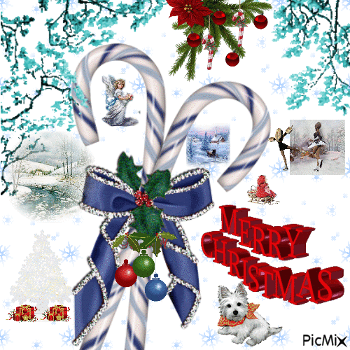 White & Blue Candy Cane - Merry Christmas Gif Pictures, Photos, and ...
