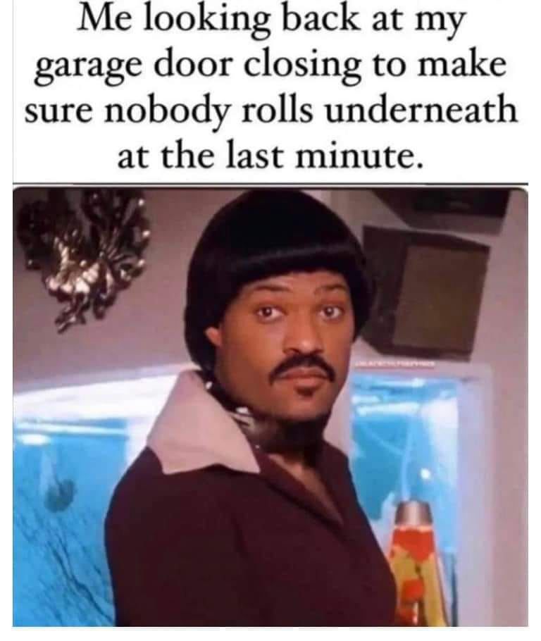 Me Looking Back At My Garage Door Closing To Make Sure Nobody Rolls ...