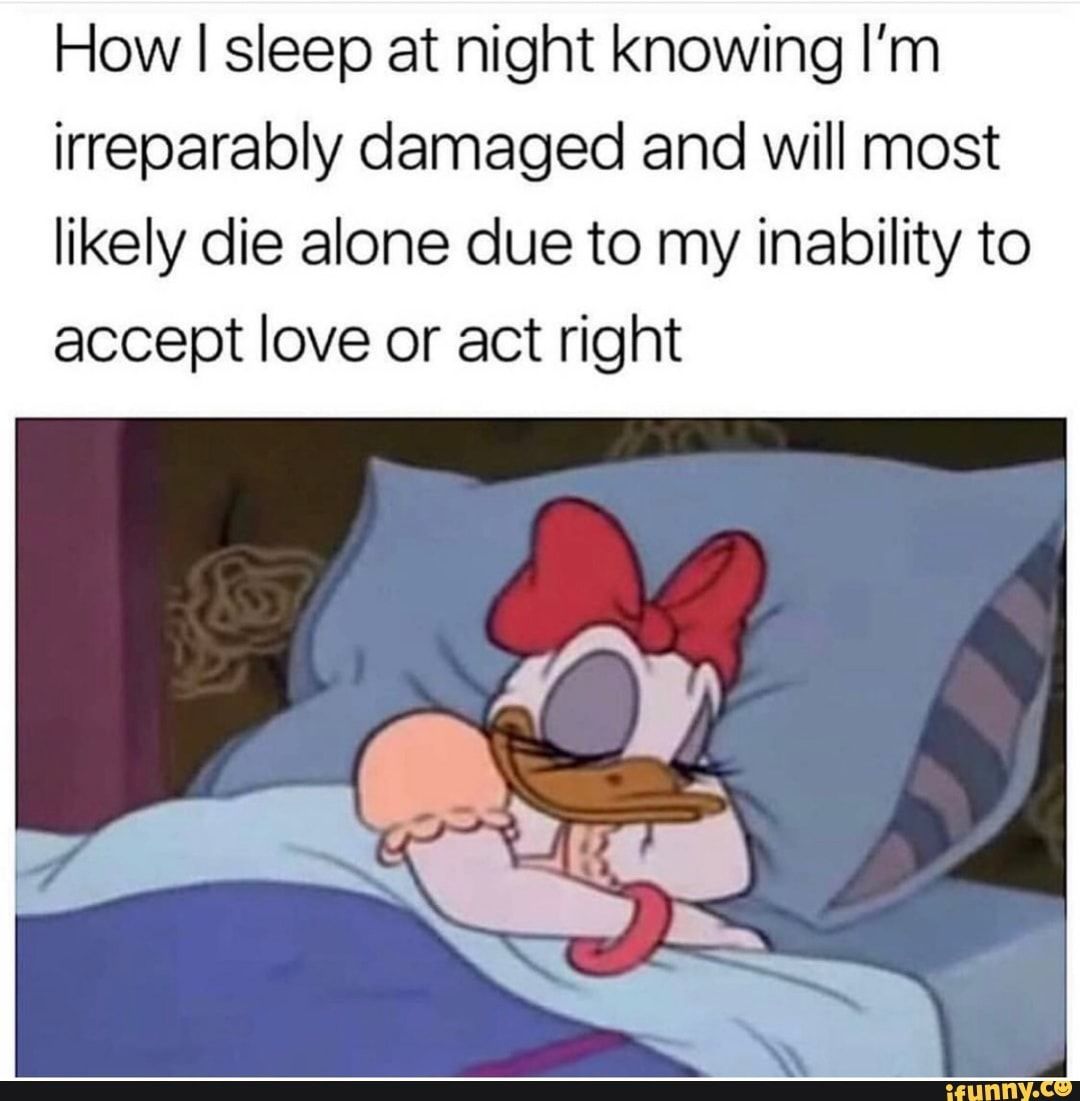 How I Sleep At Night Knowing I'm Irreparably Damaged And Will Most ...