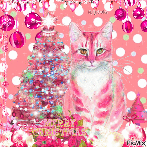 Pink Cat Themed Merry Christmas Gif Pictures, Photos, and Images for ...