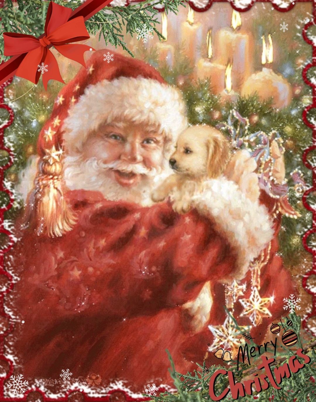 Vintage Happy Santa With Puppy - Merry Christmas Pictures, Photos, and ...