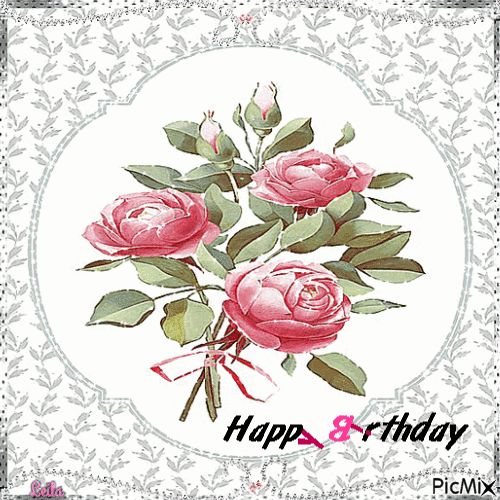 3 Pink Roses - Happy Birthday Gif Pictures, Photos, and Images for ...