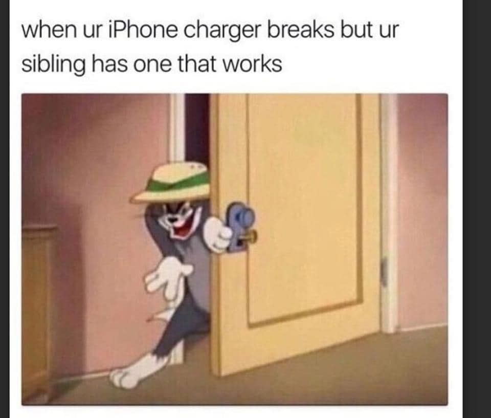 When Your IPhone Charger Breaks But Your Sibling Has One That Works ...