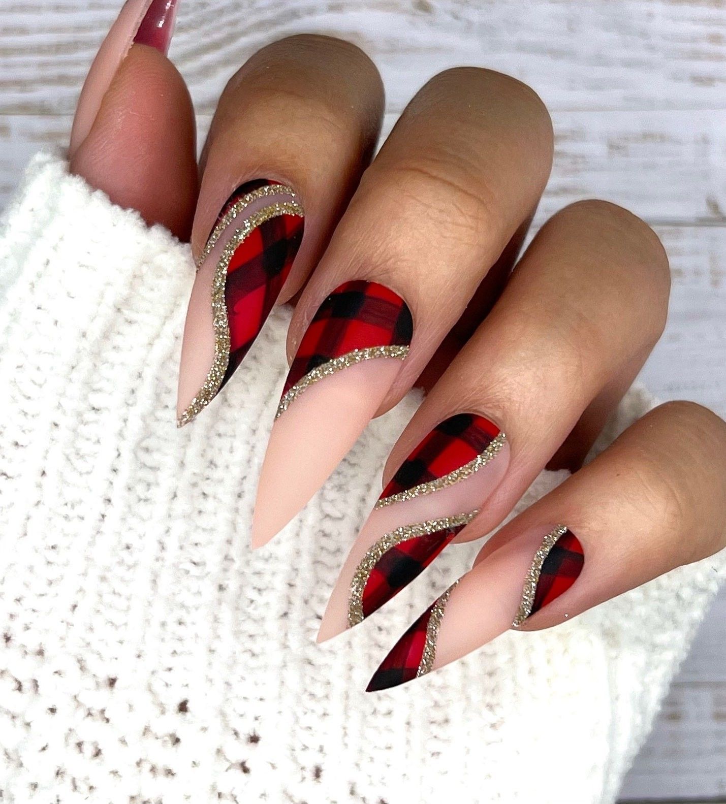 Red Pointy Nails Designs
