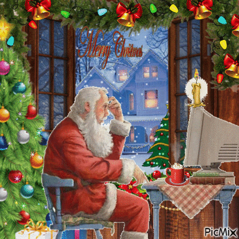 Santa On Computer - Merry Christmas Pictures, Photos, and Images for ...