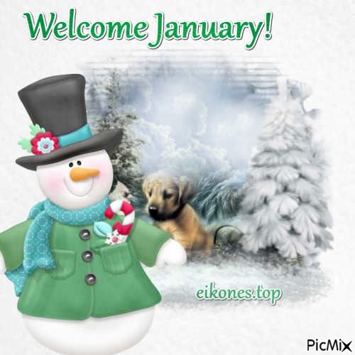 Happy Snowman & Puppy - Welcome January Pictures, Photos, and Images ...