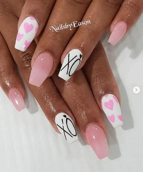 Pink And White XO Heart Nails Pictures, Photos, and Images for Facebook ...