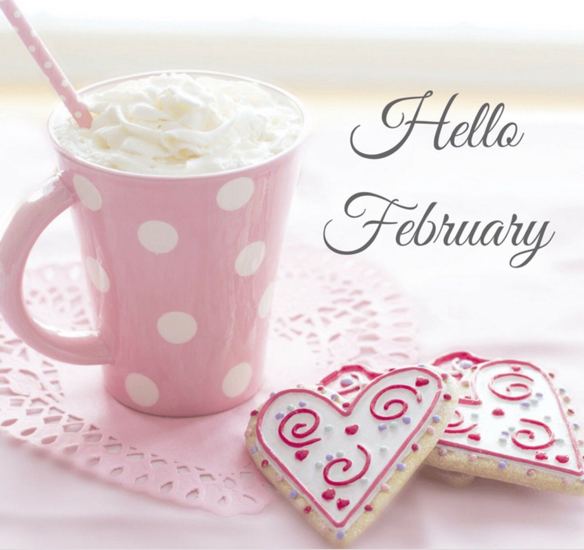 Hello February Heart Cookies And Drink Pictures, Photos, and Images for ...