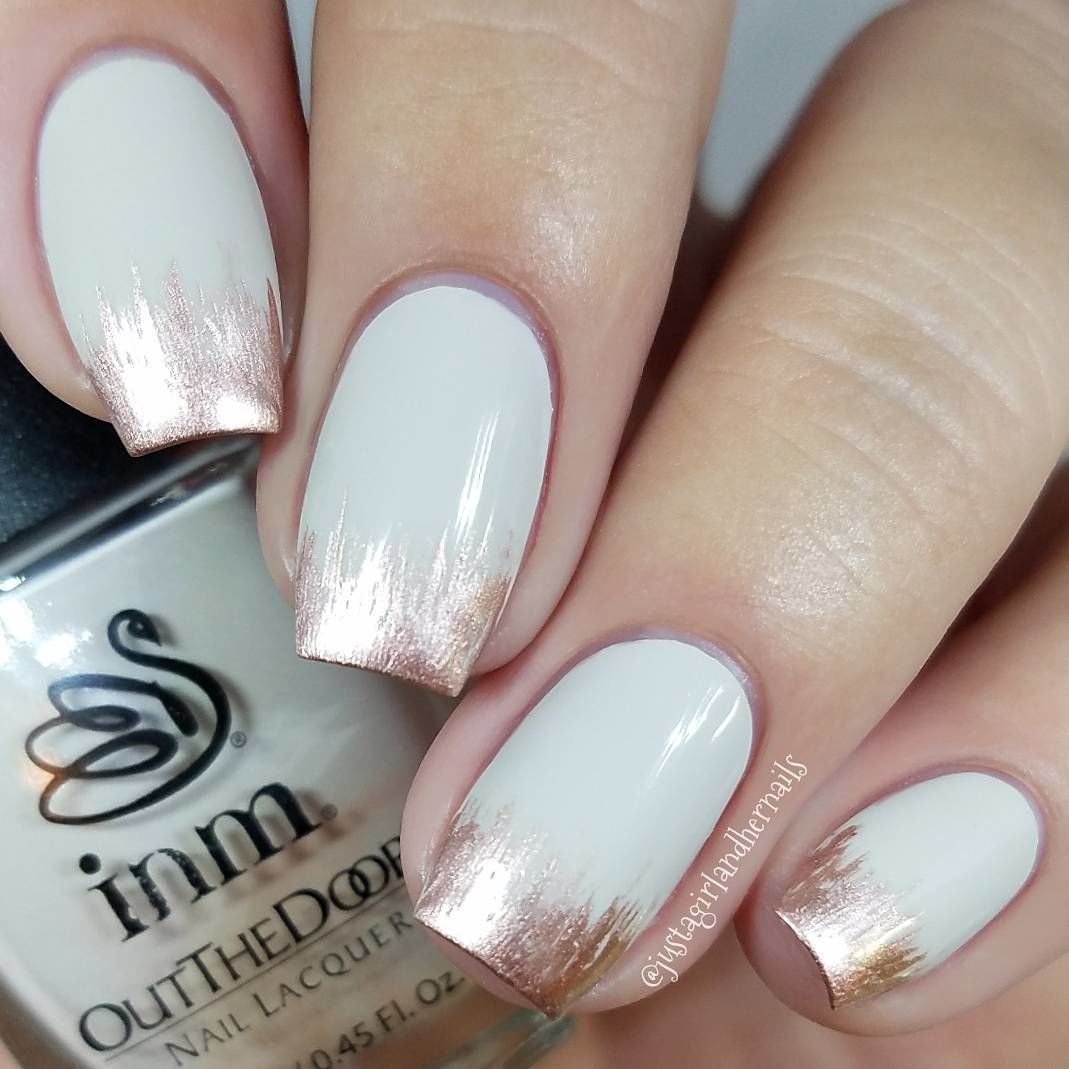 Cream Nails With Rose Gold Accents Pictures, Photos, and Images for ...