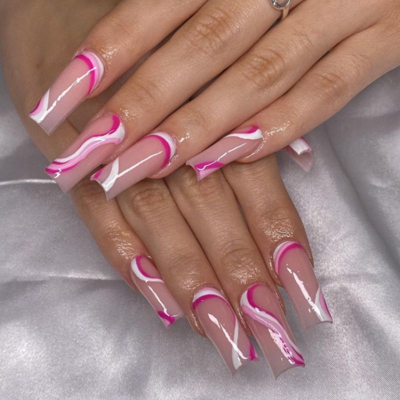 Pink & White Wavy Nails Pictures, Photos, and Images for Facebook ...