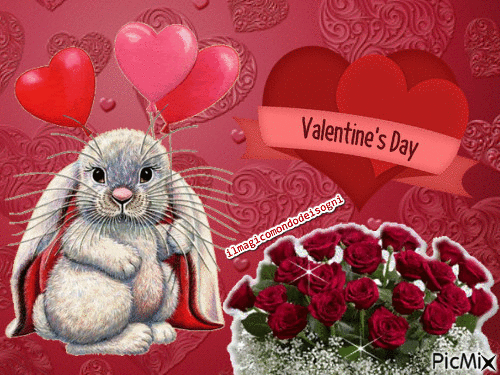 Rabbit With Heart Balloons - Happy Valentine's Day Pictures, Photos ...
