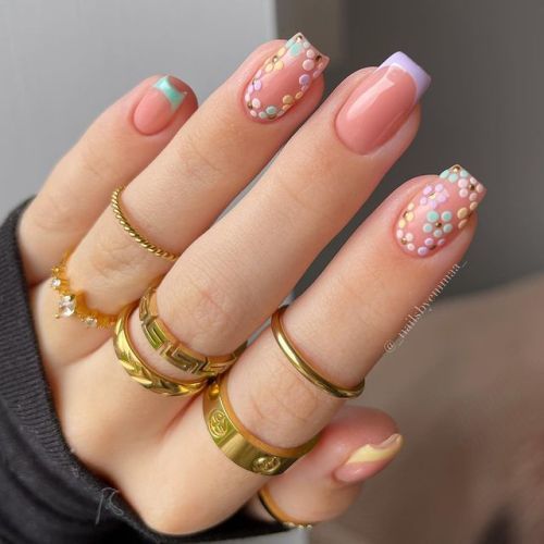 Pastel French Tip Nails With Daisies Pictures, Photos, and Images for ...