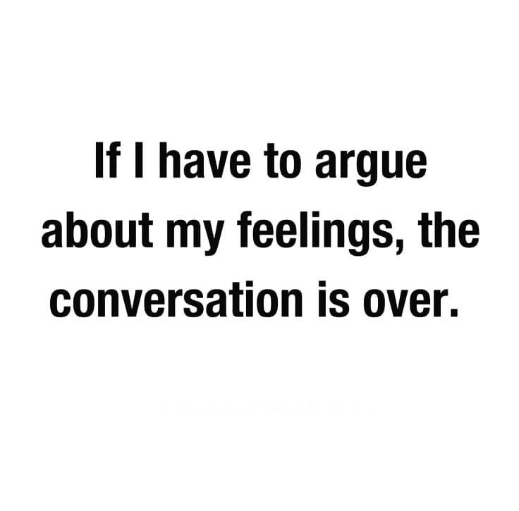 If I Have To Argue About My Feelings, The Conversation Is Over ...