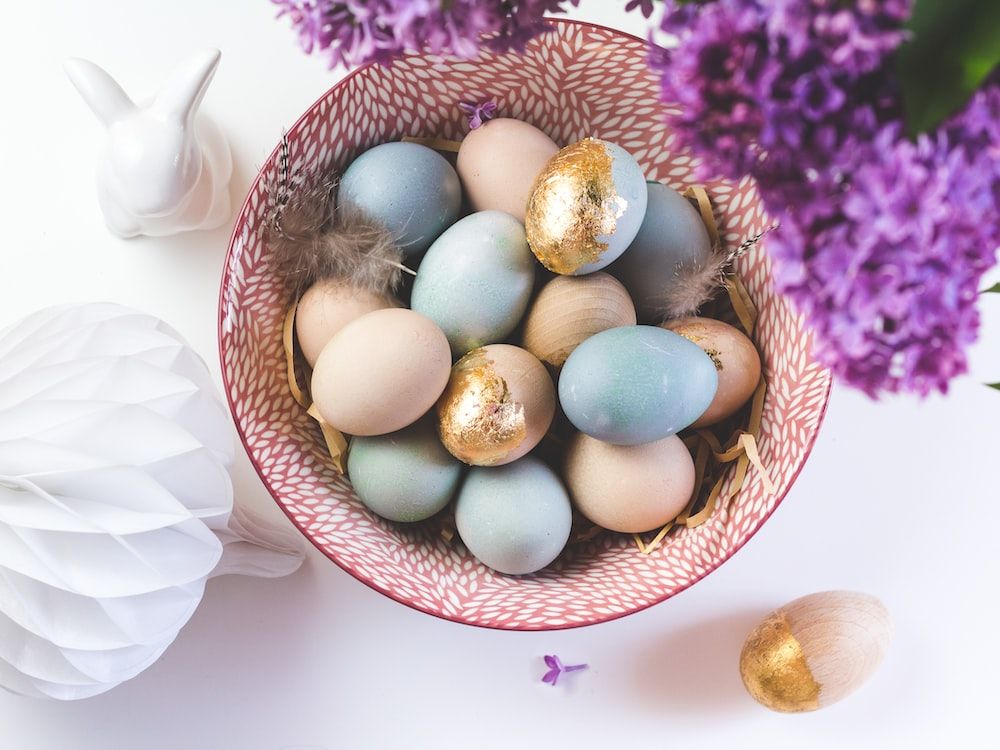 Tan And Blue Easter Eggs With Gold Foil Pictures, Photos, and Images ...