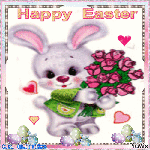 Bunny Holding Roses - Happy Easter Gif Pictures, Photos, and Images for ...