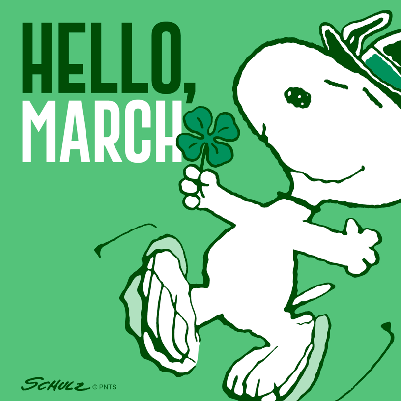 Hello March With Snoopy Holding Shamrock Pictures, Photos, and Images ...
