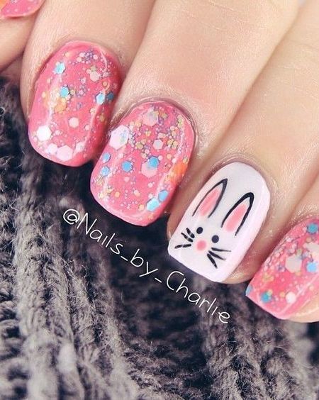 Glittery Pink Bunny Nail Art Pictures, Photos, and Images for Facebook ...