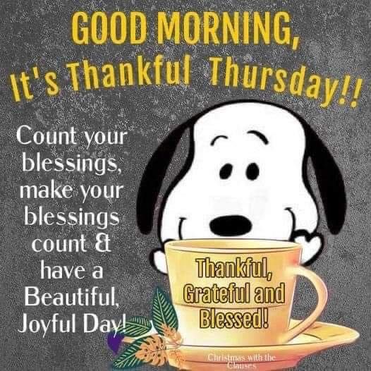 Good Morning! It’s Thankful Thursday! Count Your Blessings And Have A ...