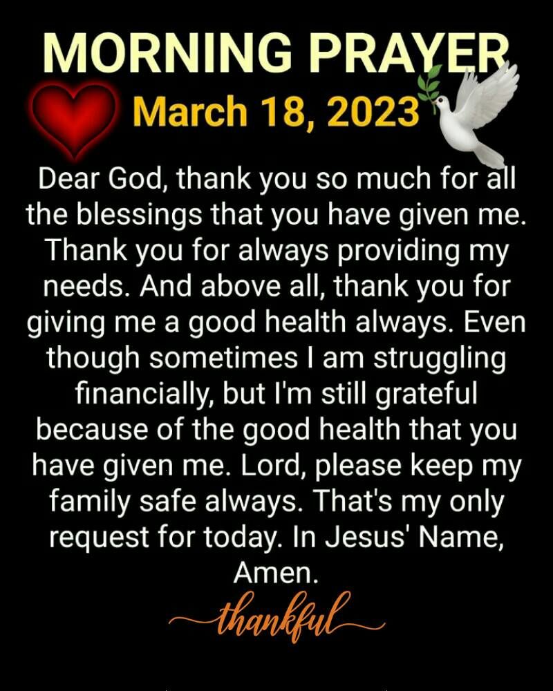 Thankful Morning Prayer For March 18, 2023 Pictures, Photos, and Images ...