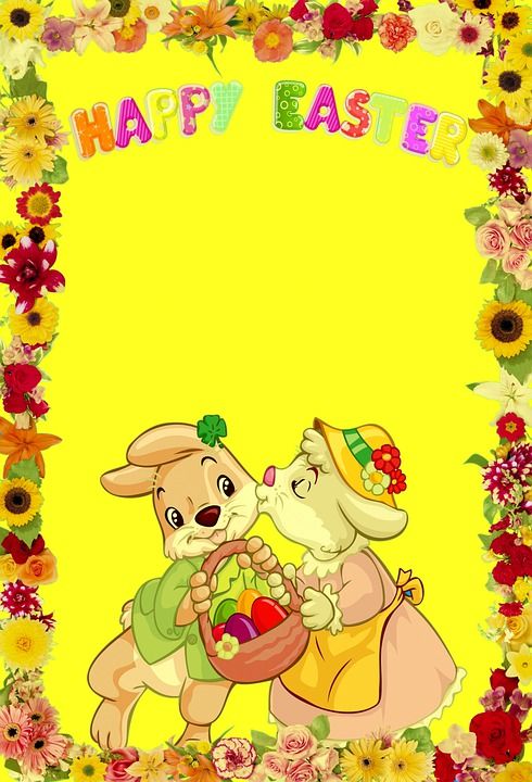 Happy Easter Floral Frame And Rabbits Pictures, Photos, and Images for ...