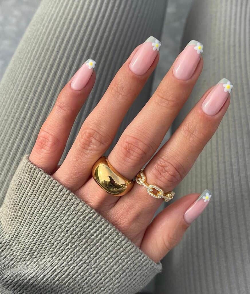 Floral Daisy French Nails Pictures, Photos, and Images for Facebook ...