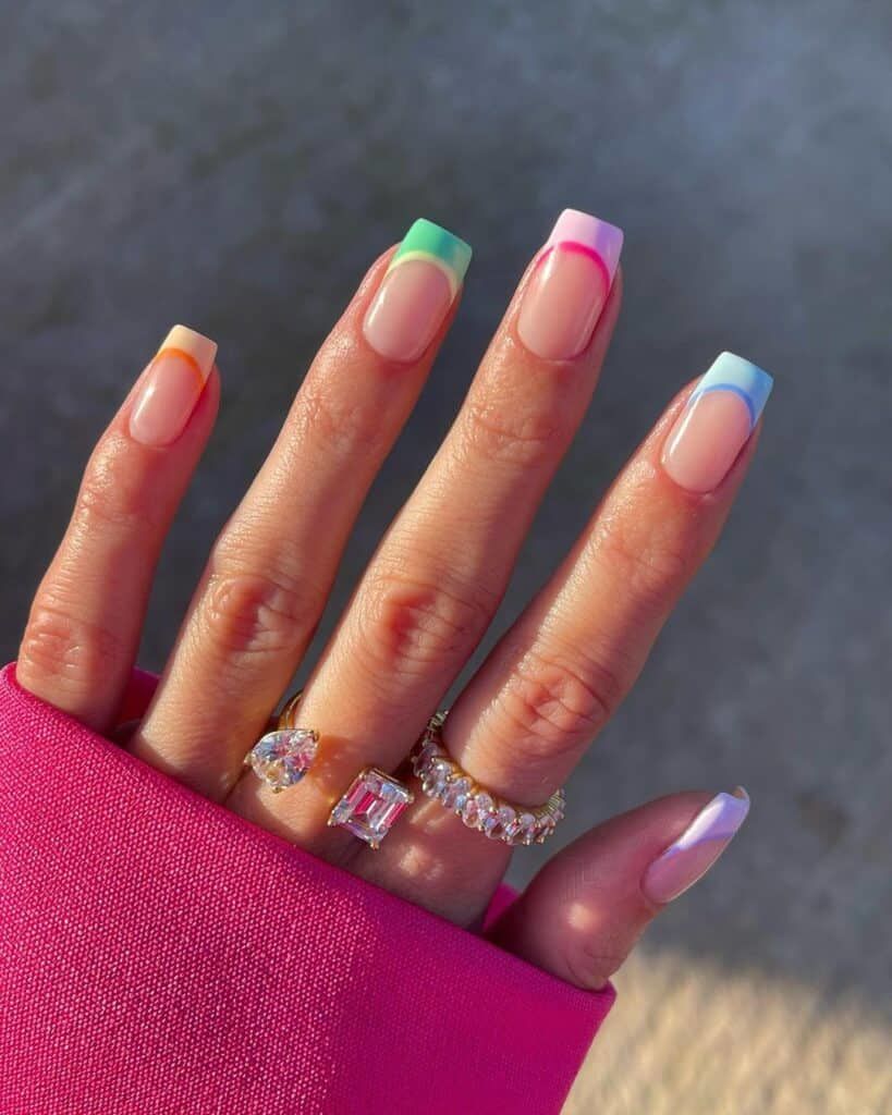 Pastel Double French Tip Nails Pictures, Photos, and Images for ...