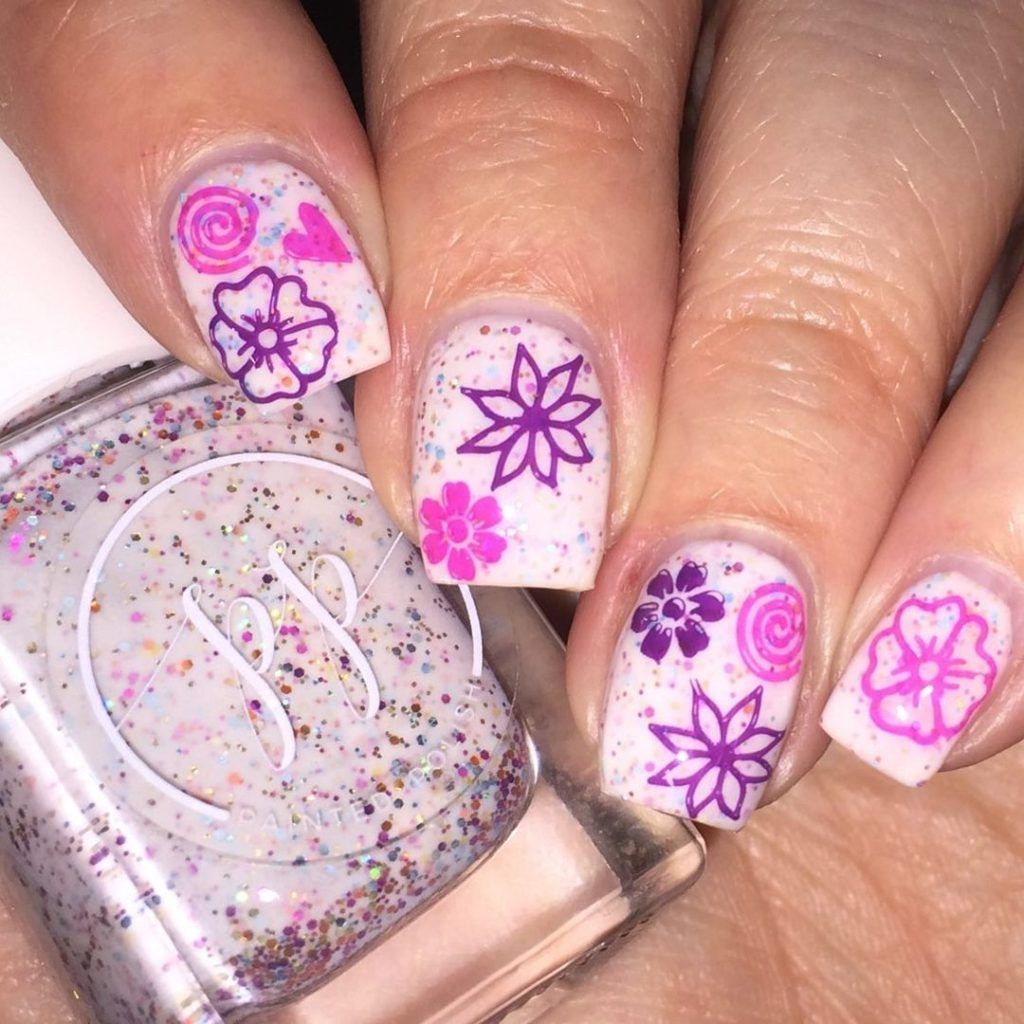 Purple & Pink Flower Easter Designed Nails Pictures, Photos, and Images ...