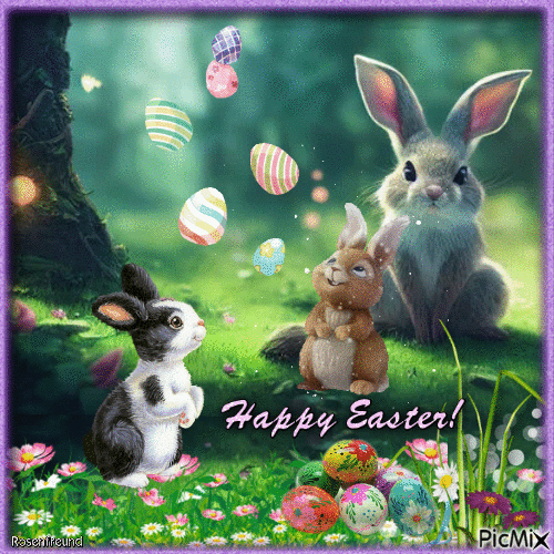 Happy Rabbits In Field - Happy Easter Pictures, Photos, and Images for ...