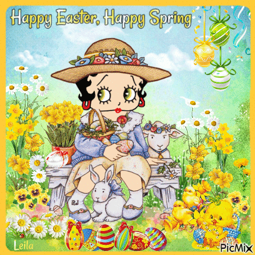 Happy Spring, Happy Easter Gif With Betty Boop Pictures, Photos, and ...