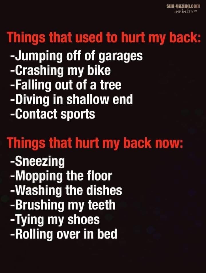 Things That Used To Hurt My Back Vs Things That Hurt My Back Now ...