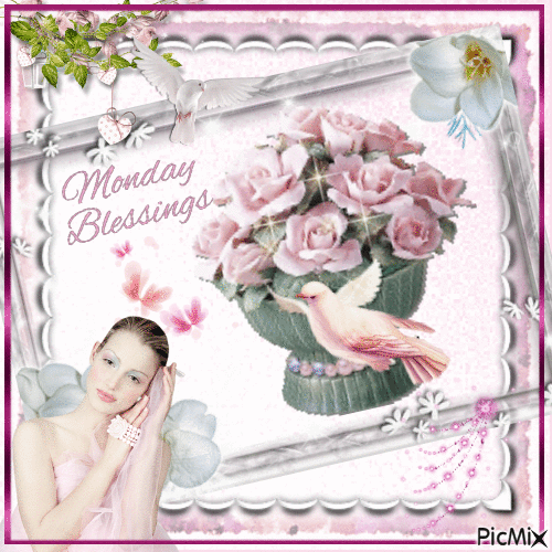 Monday Blessings With Pink Dove And Roses Pictures, Photos, and Images ...