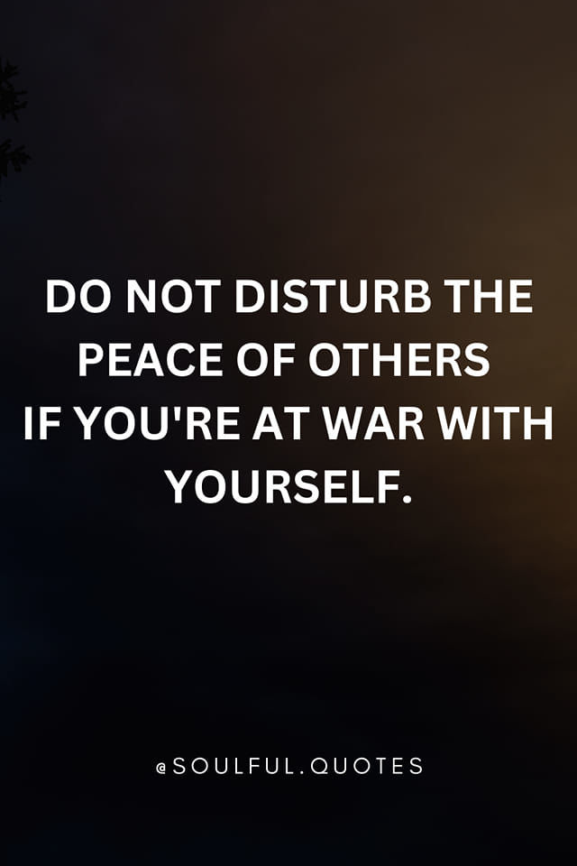 Do Not Disturb The Peace Of Others If You're At War With Yourself ...