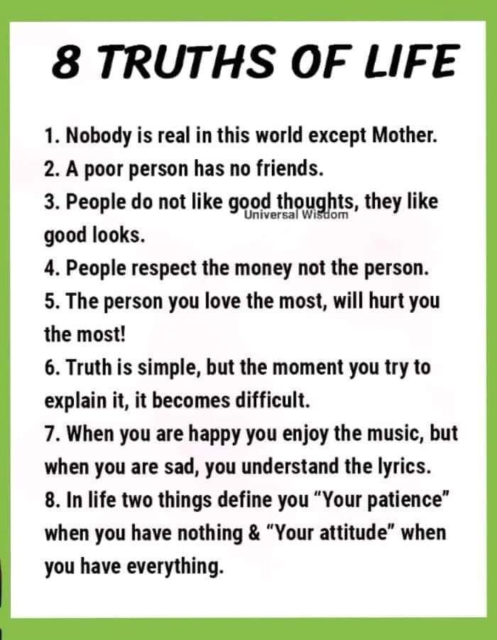 8 Truths Of Life Pictures, Photos, and Images for Facebook, Tumblr ...