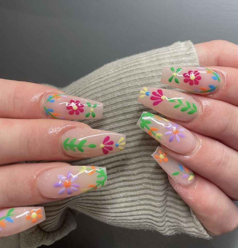 Glossy Floral Summer Nails Pictures Photos And Images For Facebook